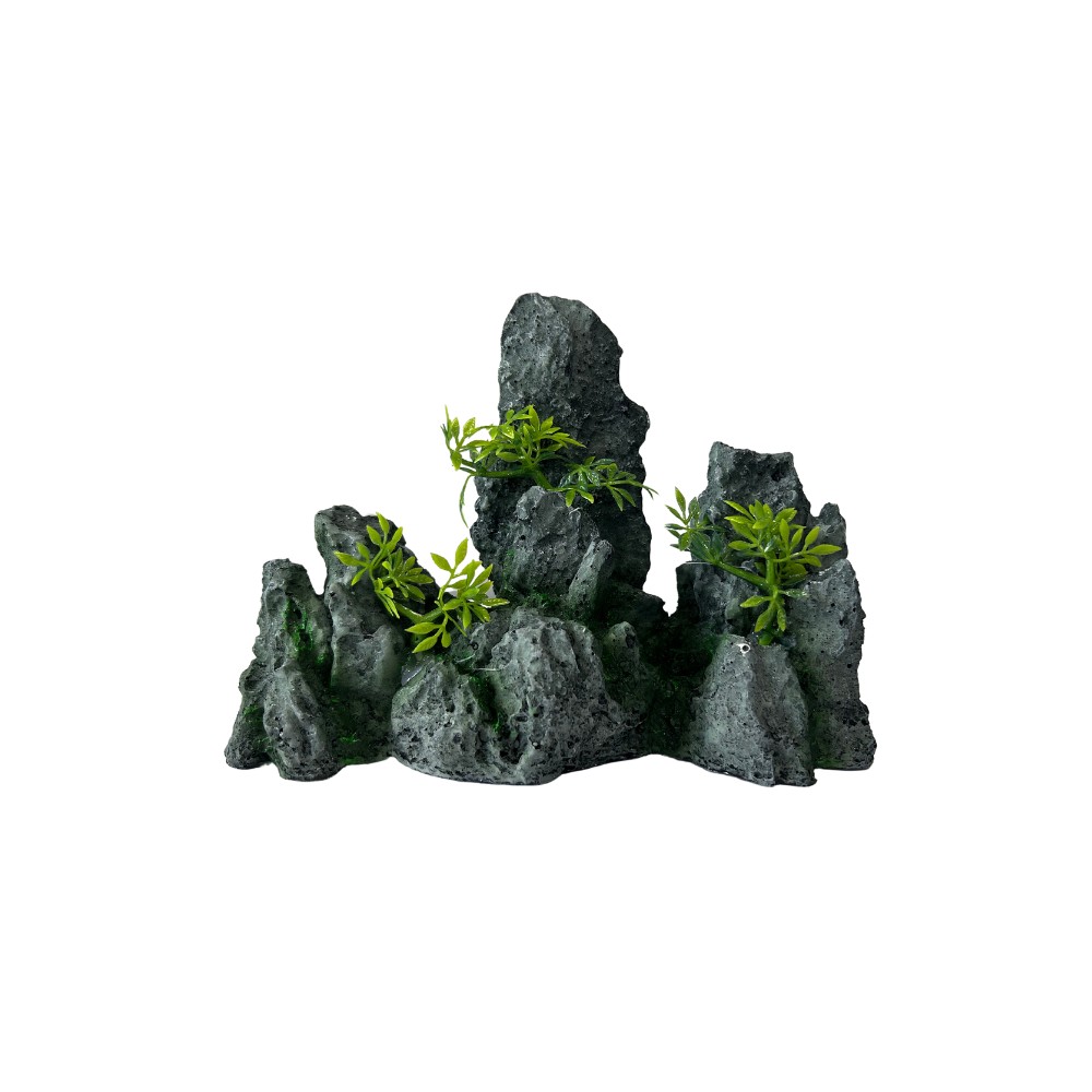Decoración Roca con pasto - Acuario Acuaworld